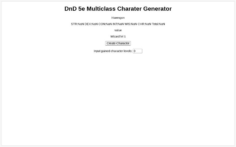 DnD 5e Multiclass Charater Generator