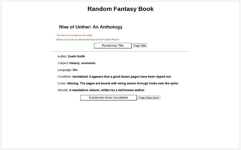 Random Fantasy Book ― Perchance Generator
