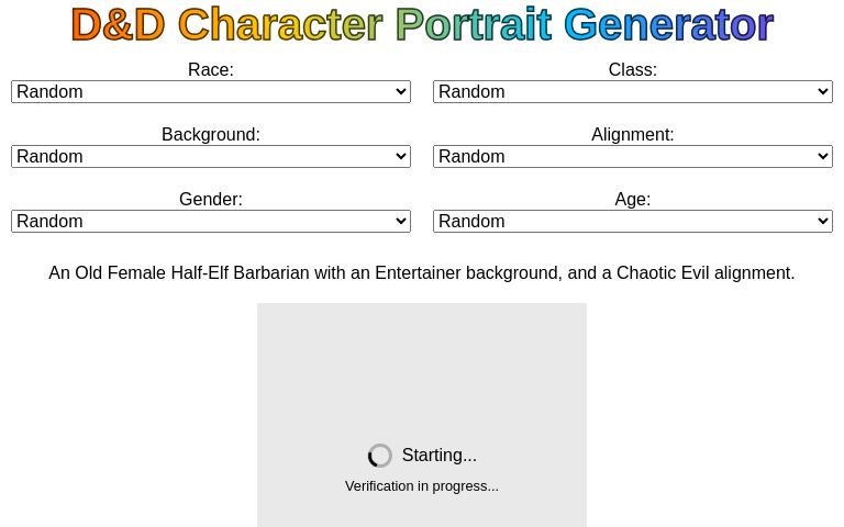 D&D Character Portrait Generator