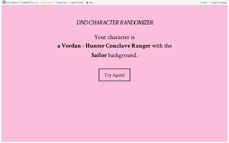 DND Character Randomizer ― Perchance Generator
