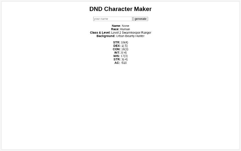 DND Character Maker ― Perchance Generator