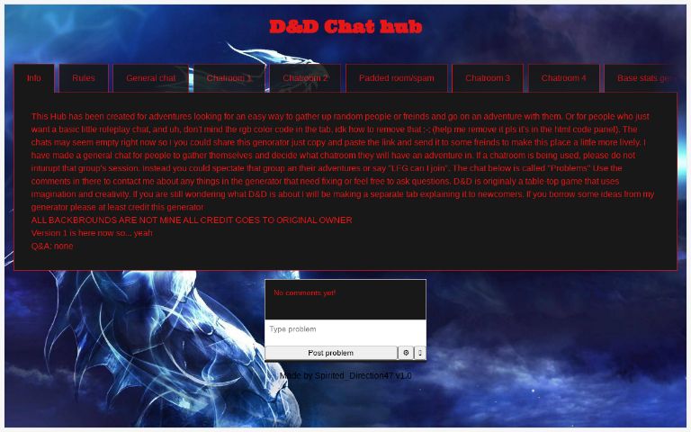 D&D Chat hub h1 { color: rgb(230, 23, 23); }