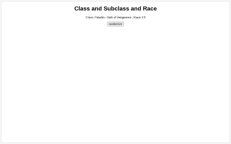 Class and Subclass and Race ― Perchance Generator