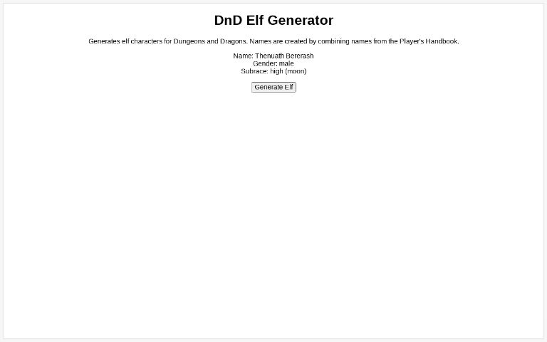 DnD Elf Generator