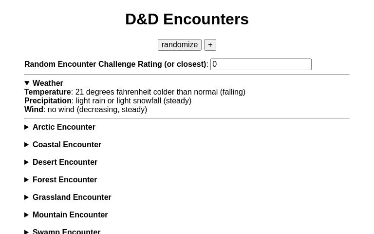 D&D Encounters ― Perchance Generator
