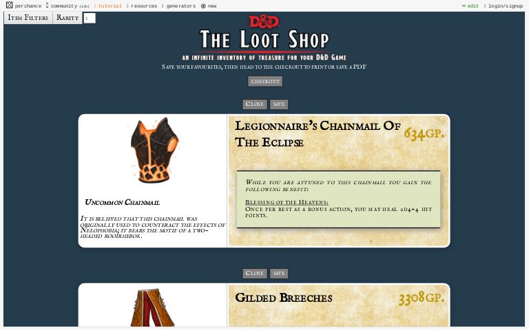The Loot Shop ― Perchance Generator