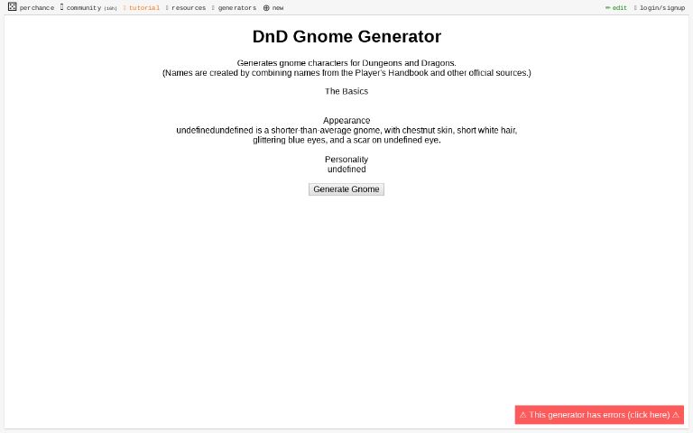 DnD Gnome Generator