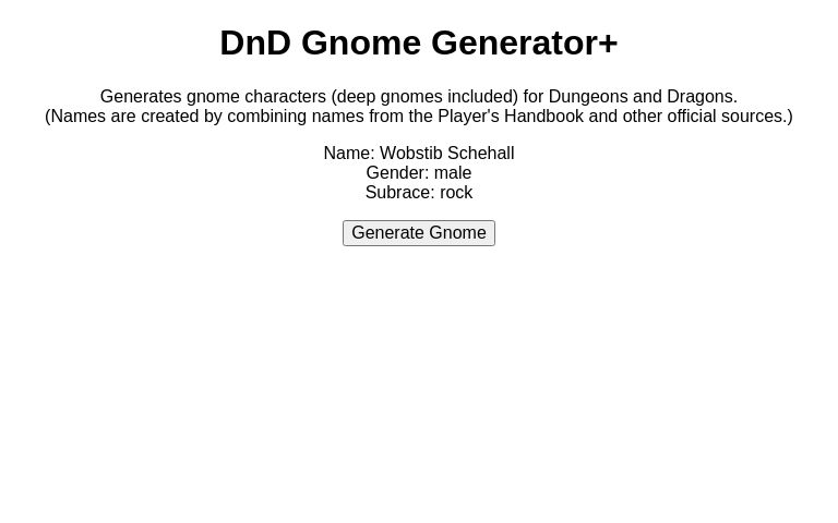 DnD Gnome Generator+
