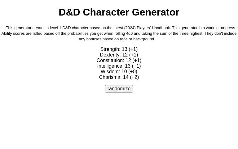 D&D Character Generator