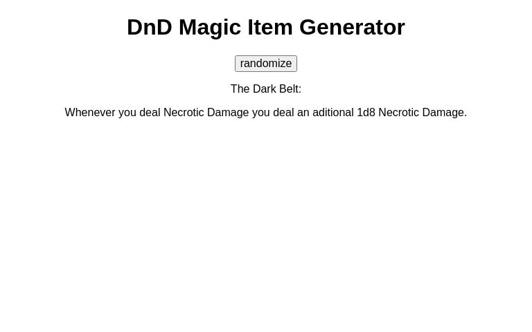 DnD Magic Item Generator