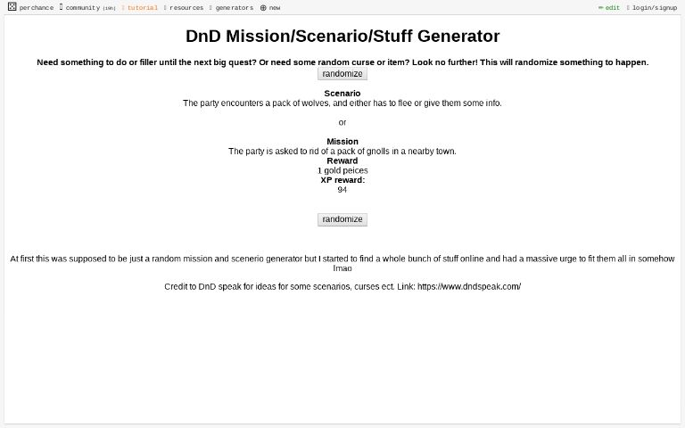 DnD Mission/Scenario/Stuff Generator