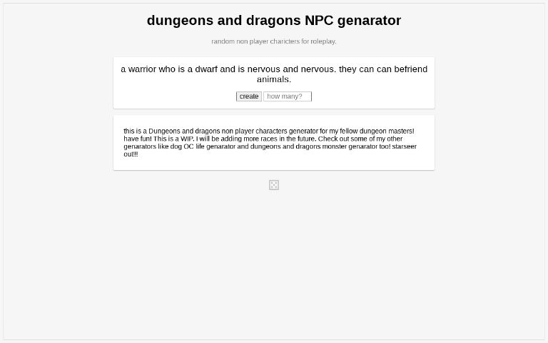 dungeons and dragons NPC genarator ― Perchance Generator