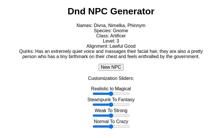 Dnd NPC Generator