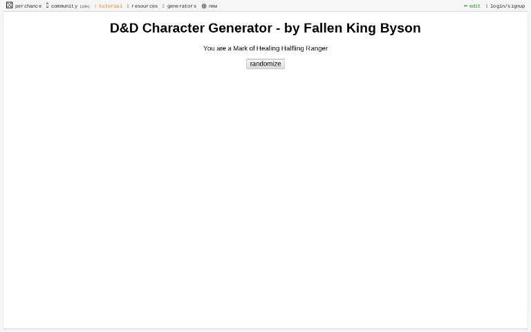 D&D Character Generator - by Fallen King Byson
