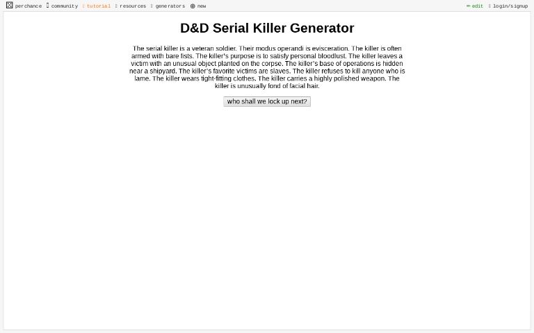 D&D Serial Killer Generator