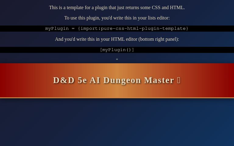 D&D 5e AI Dungeon Master 🎲 ― Perchance Generator