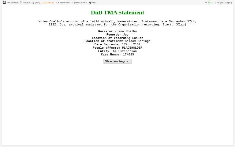 DnD TMA Statement ― Perchance Generator