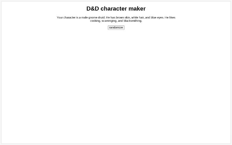 D&D character maker ― Perchance Generator