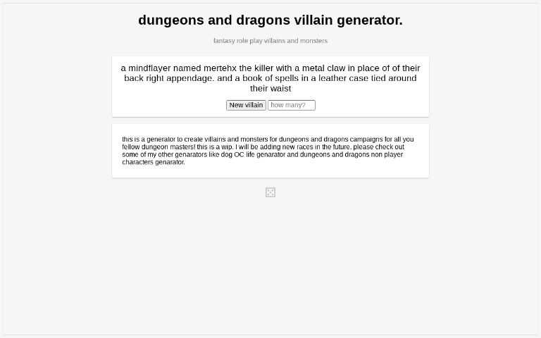 dungeons and dragons villain generator.