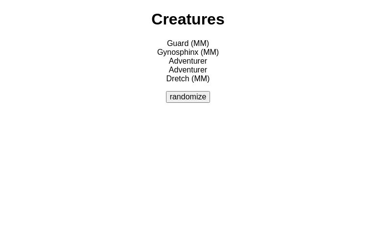 Creatures ― Perchance Generator