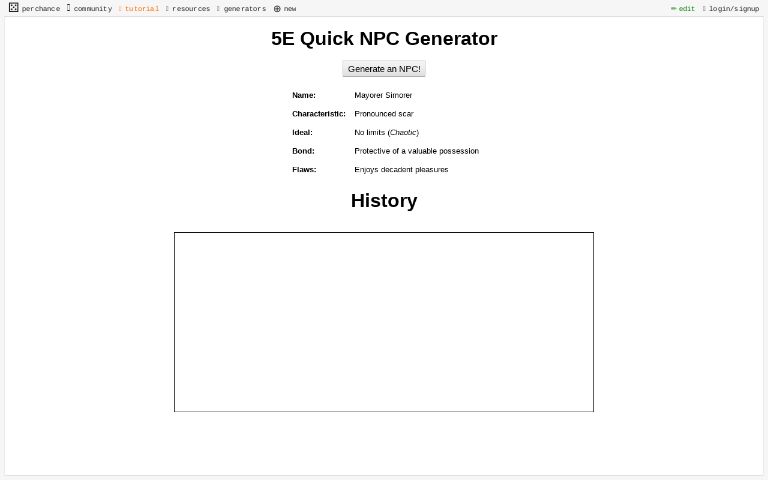 5E Quick NPC Generator