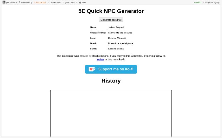 5E Quick NPC Generator