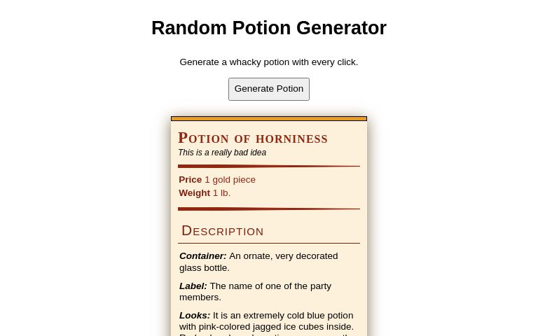 Random Potion Generator