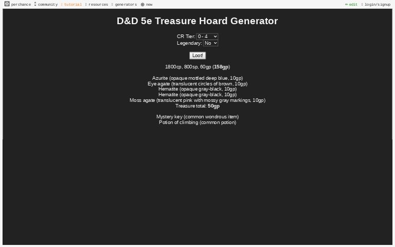 D&D 5e Treasure Hoard Generator