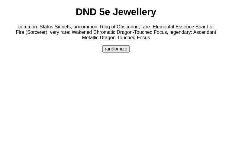 DND 5e Jewellery ― Perchance Generator