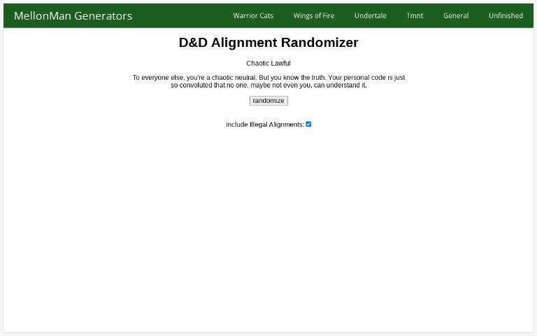 D&D Alignment Randomizer ― Perchance Generator