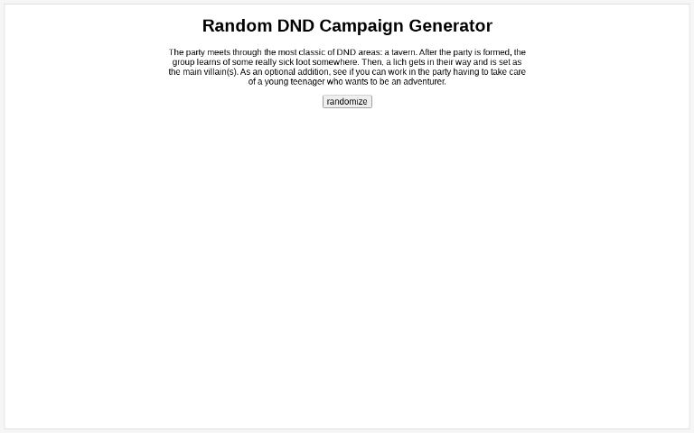 Random DND Campaign Generator