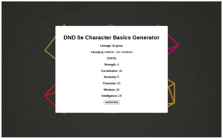 DND 5e Character Basics Generator