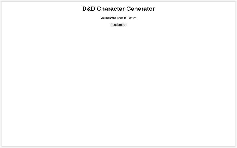 D&D Character Generator