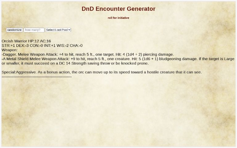 DnD Encounter Generator
