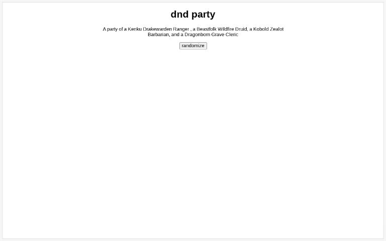 dnd party ― Perchance Generator