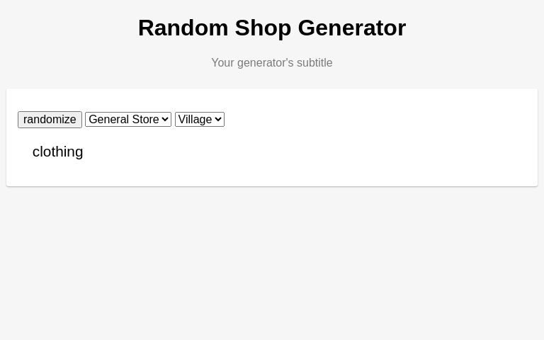 Random Shop Generator