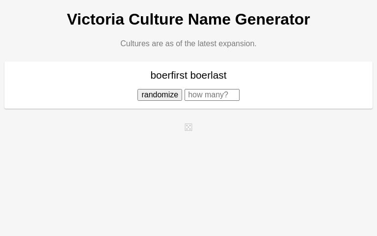 Victoria Culture Name Generator