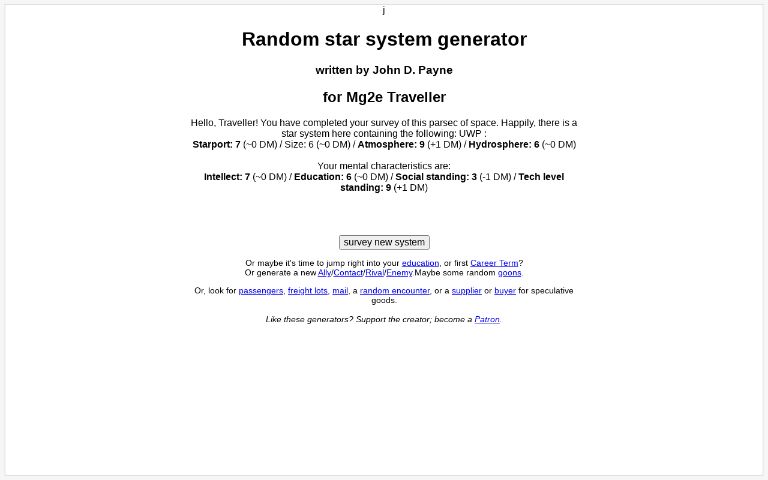 Random star system generator