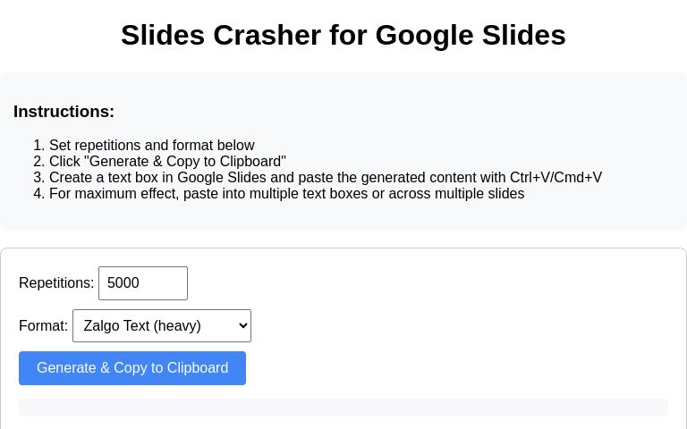 Slides Crasher for Google Slides ― Perchance Generator
