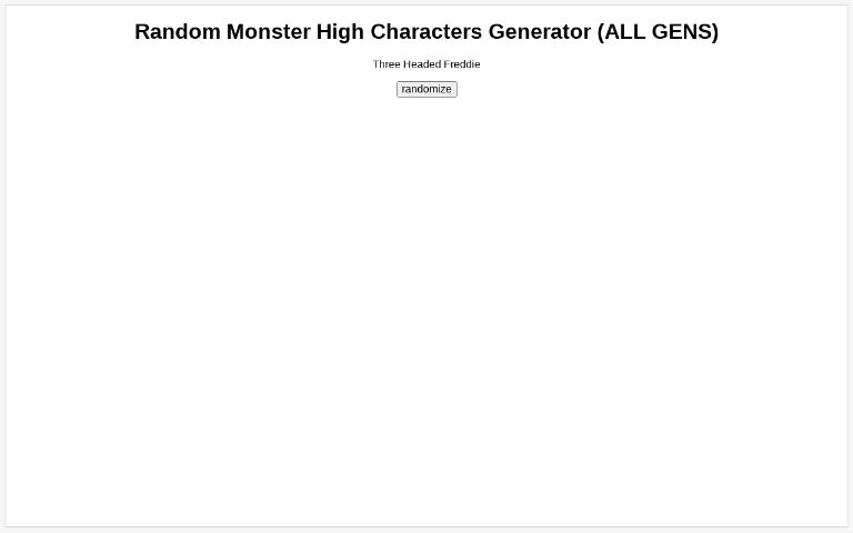 Random Monster High Characters Generator (ALL GENS)
