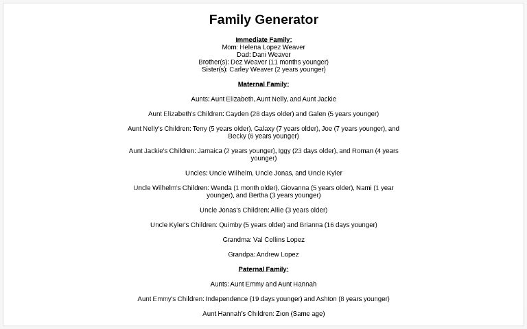 Family Generator