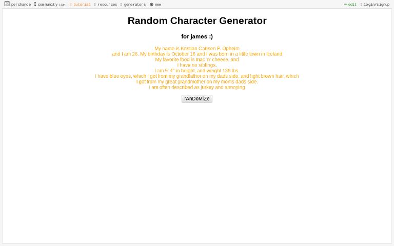 Random Character Generator