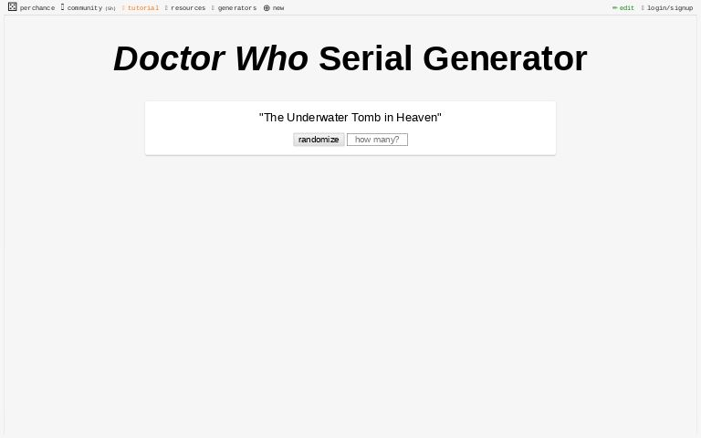 Doctor Who Serial Generator
