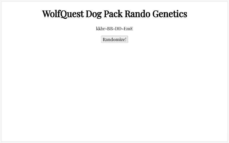 WolfQuest Dog Pack Rando Genetics ― Perchance Generator