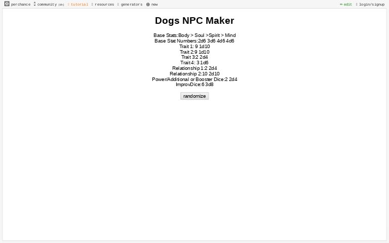Dogs NPC Maker ― Perchance Generator