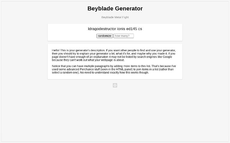 Beyblade Generator