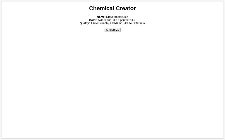 Chemical Creator ― Perchance Generator