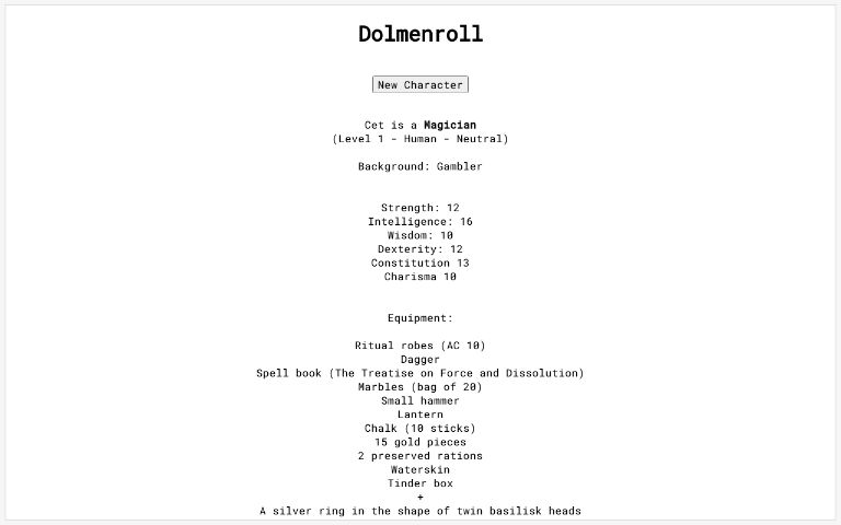 Dolmenroll ― Perchance Generator
