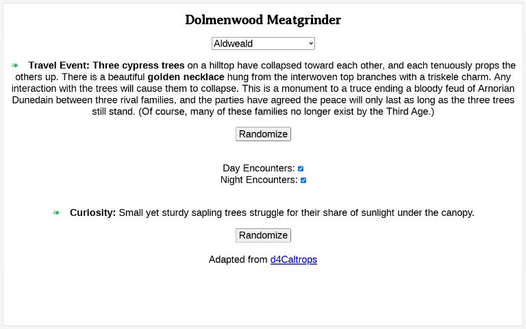 Dolmenwood Meatgrinder ― Perchance Generator
