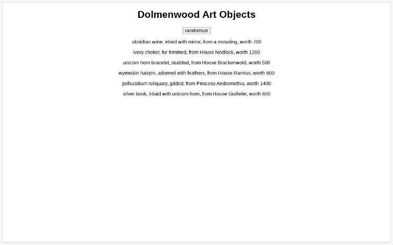 Dolmenwood Art Objects ― Perchance Generator